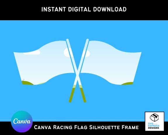 Canva Racing Flag Silhouette Frame Templates, Editable Outline Design ...