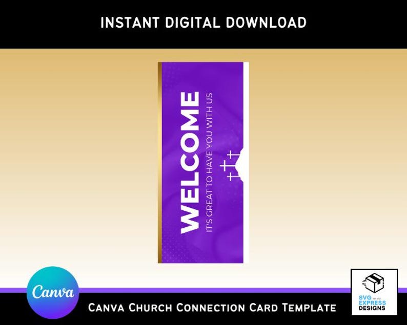 Purple and Gold Canva Church Connection Card Template | Welcome to ...