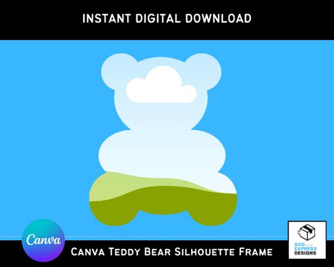 Canva Teddy Bear Silhouette Frame Templates, Editable Outline Design ...