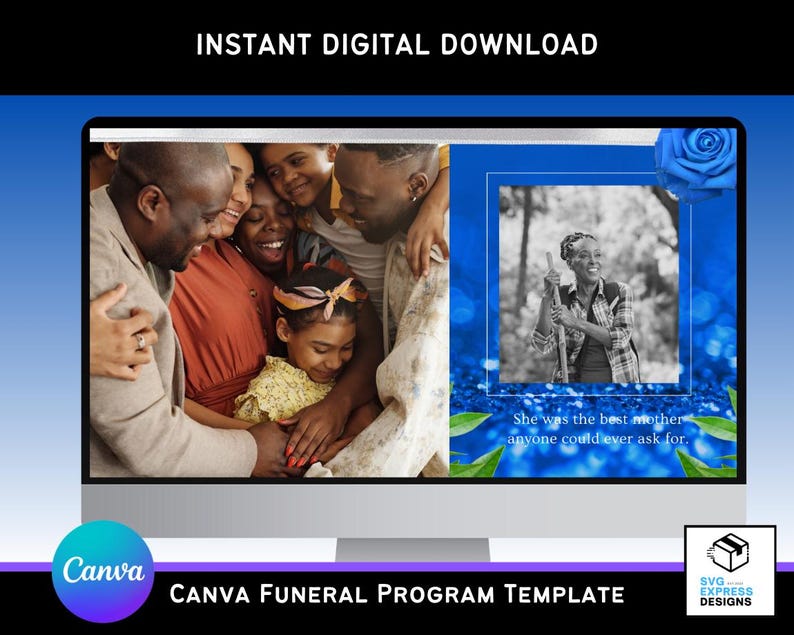 Blue Roses Funeral Slideshow Template: 10-slide Memorial Video (canva ...