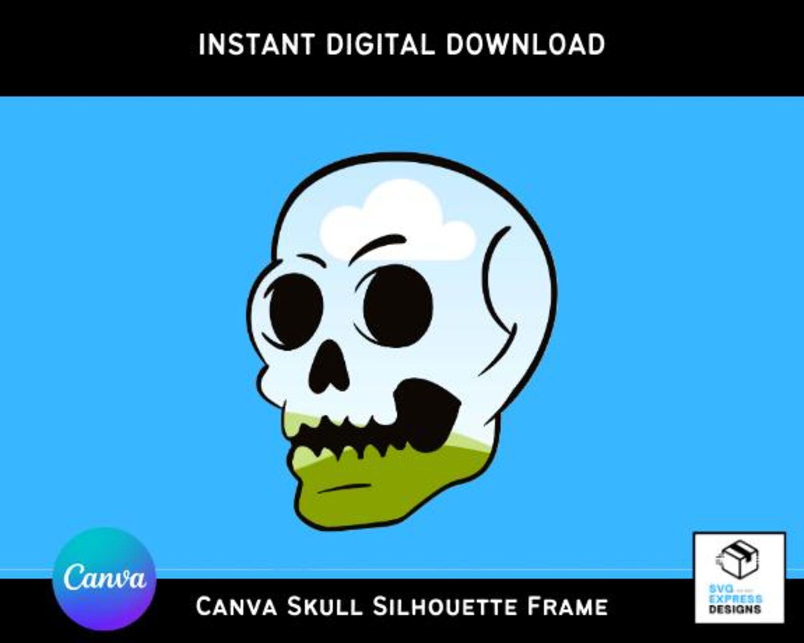 Canva Skull Frame Template, Editable Drag and Drop Skull Design, Spooky ...