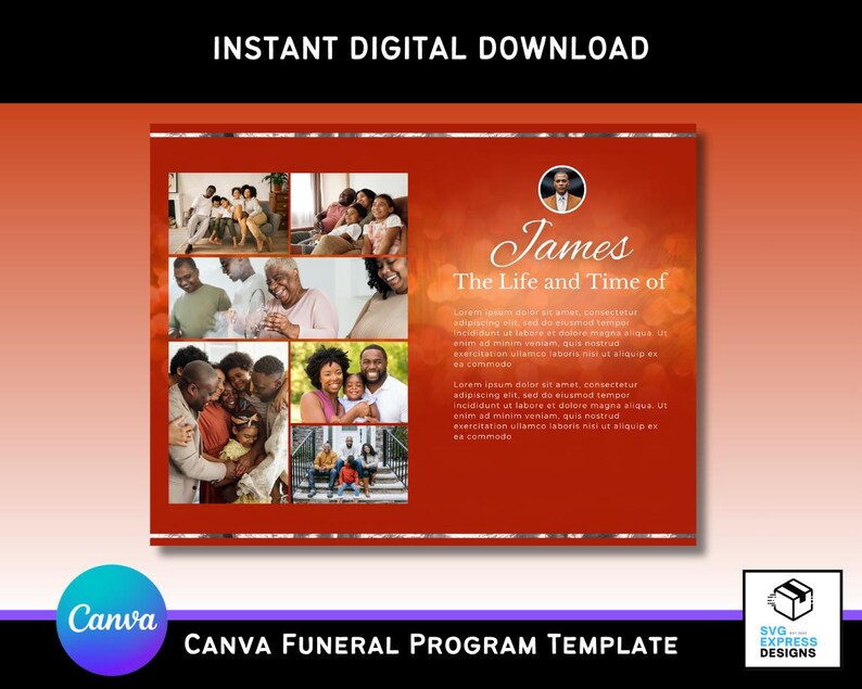 Burnt Orange Dove Funeral Program Template: Elegant Bi-fold Brochure ...