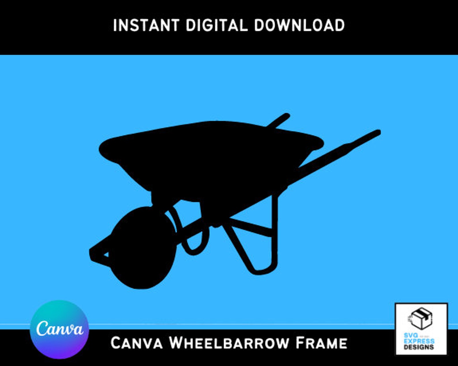 Canva Wheelbarrow Silhouette Frame Template - Editable Designs, Canva ...