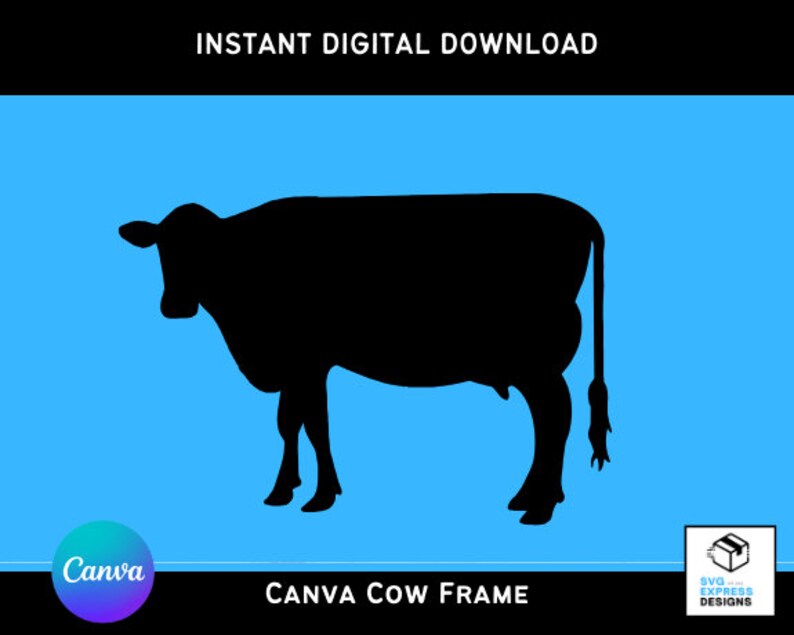 Canva Cow Frame Template, Customizable Cow Photo Template, Canva Mockup ...
