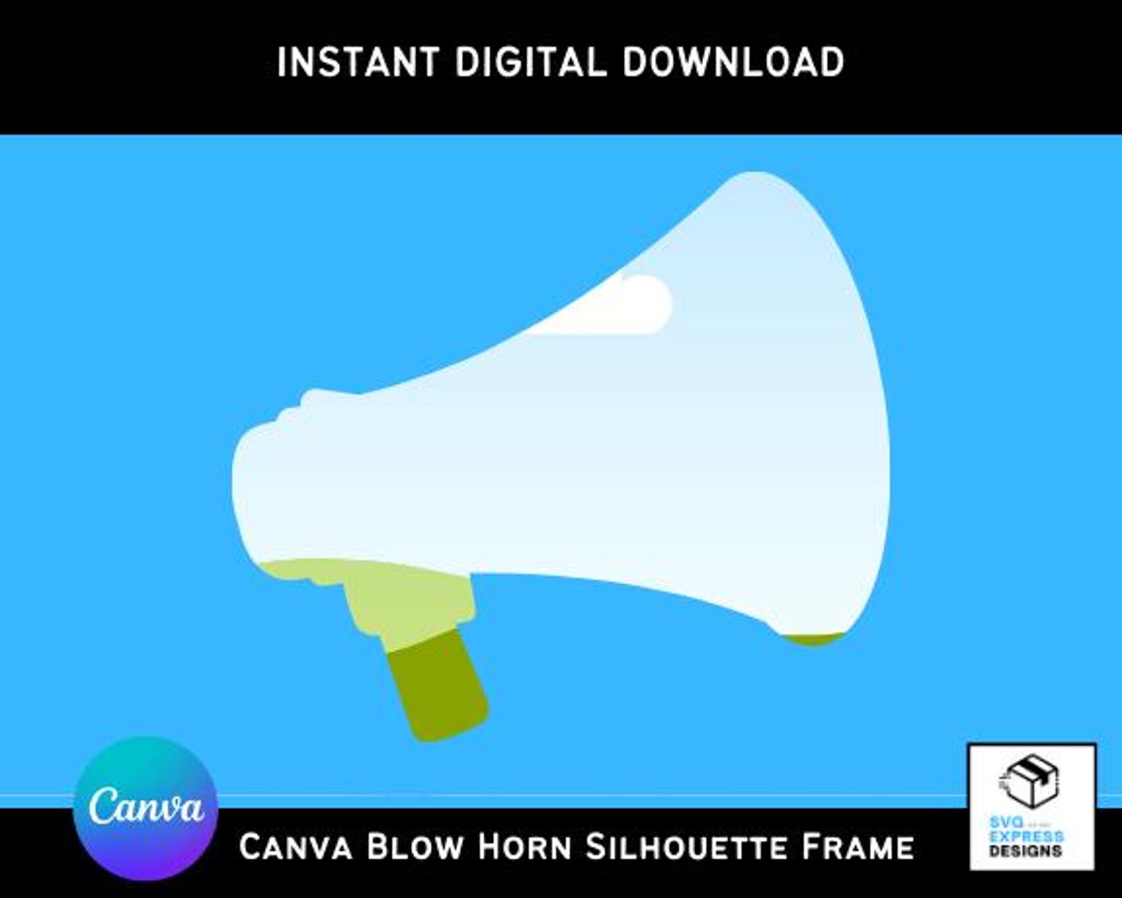 Canva Blow Horn Template, Editable Design, Custom Canva Frame, DIY ...