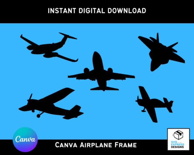 Canva Airplane Frame Template - Editable Designs, Canva Mockups ...