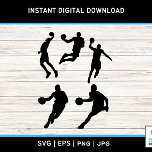 Basketball Players SVG, Slam Dunk Silhouette, Sports Clipart. Digital ...