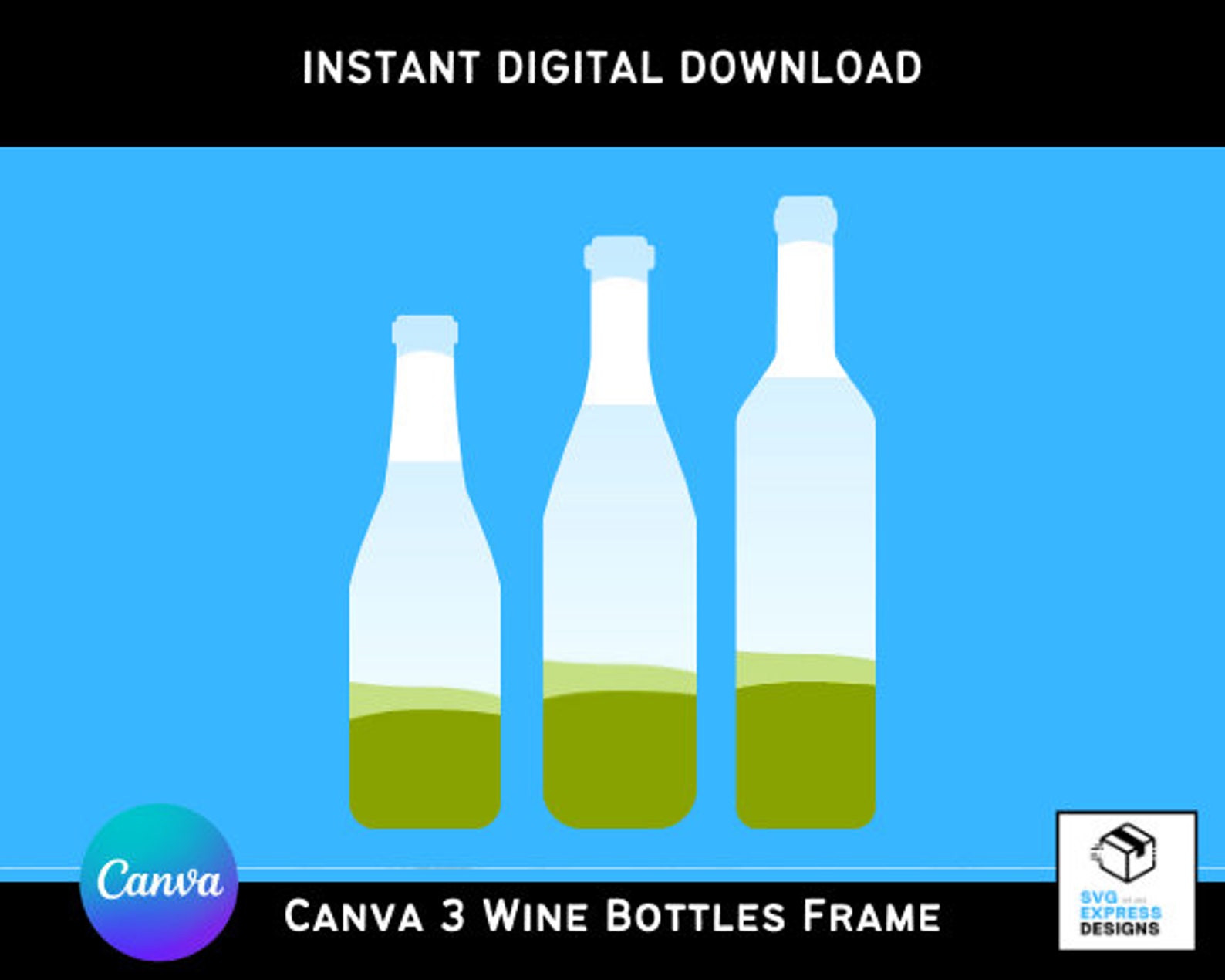 Canva Wine Bottles Frame Template, Editable Wine Bottle Template, Canva ...