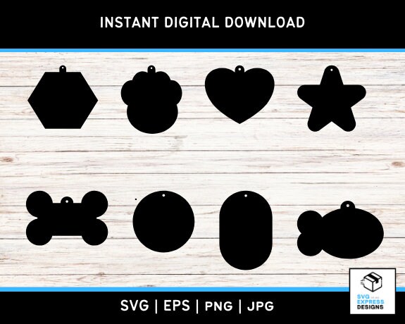 Pet Tags SVG, Dogs and Cats Tags Silhouette, Animal Tag Cut File ...