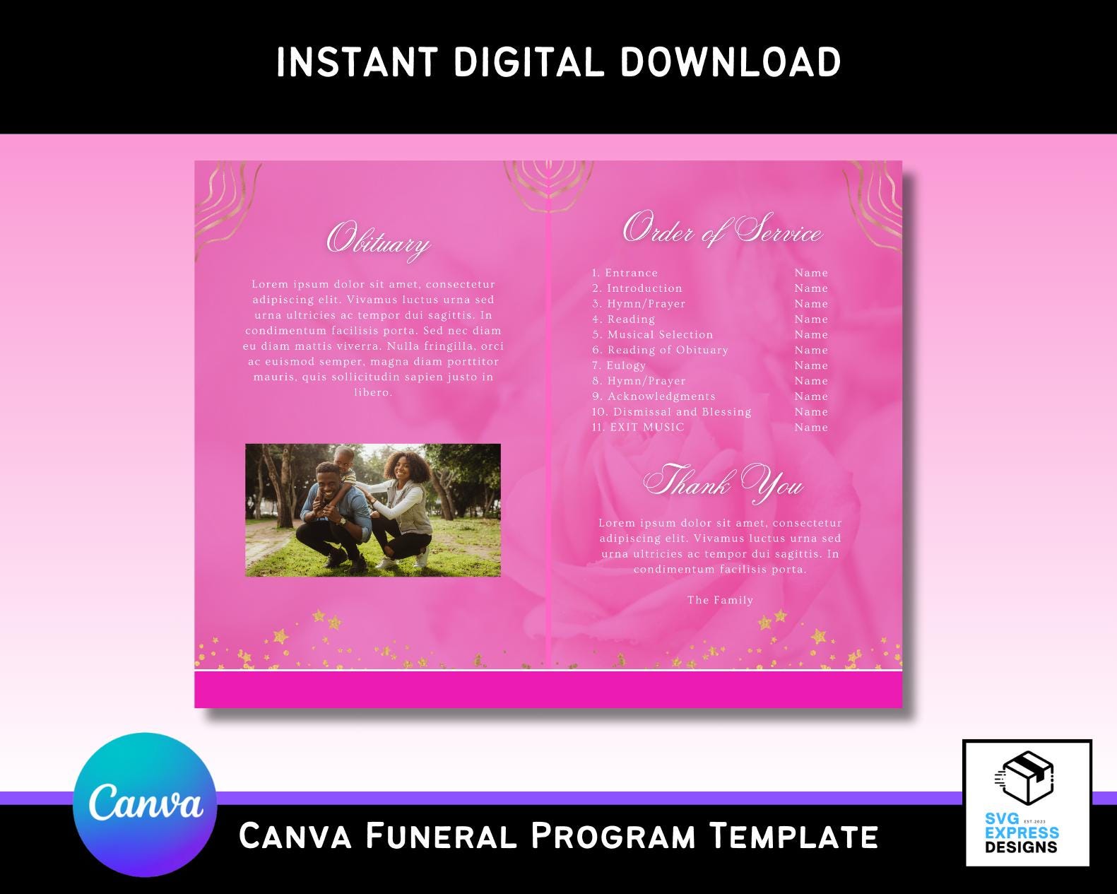 Pick Cloud Funeral Program Template | Canva Editable Template | 11x8.5 ...