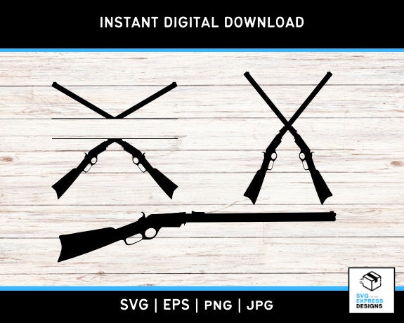 Rifle Silhouette and Crossed Rifle PNG: Firearm Clipart for Gun ...