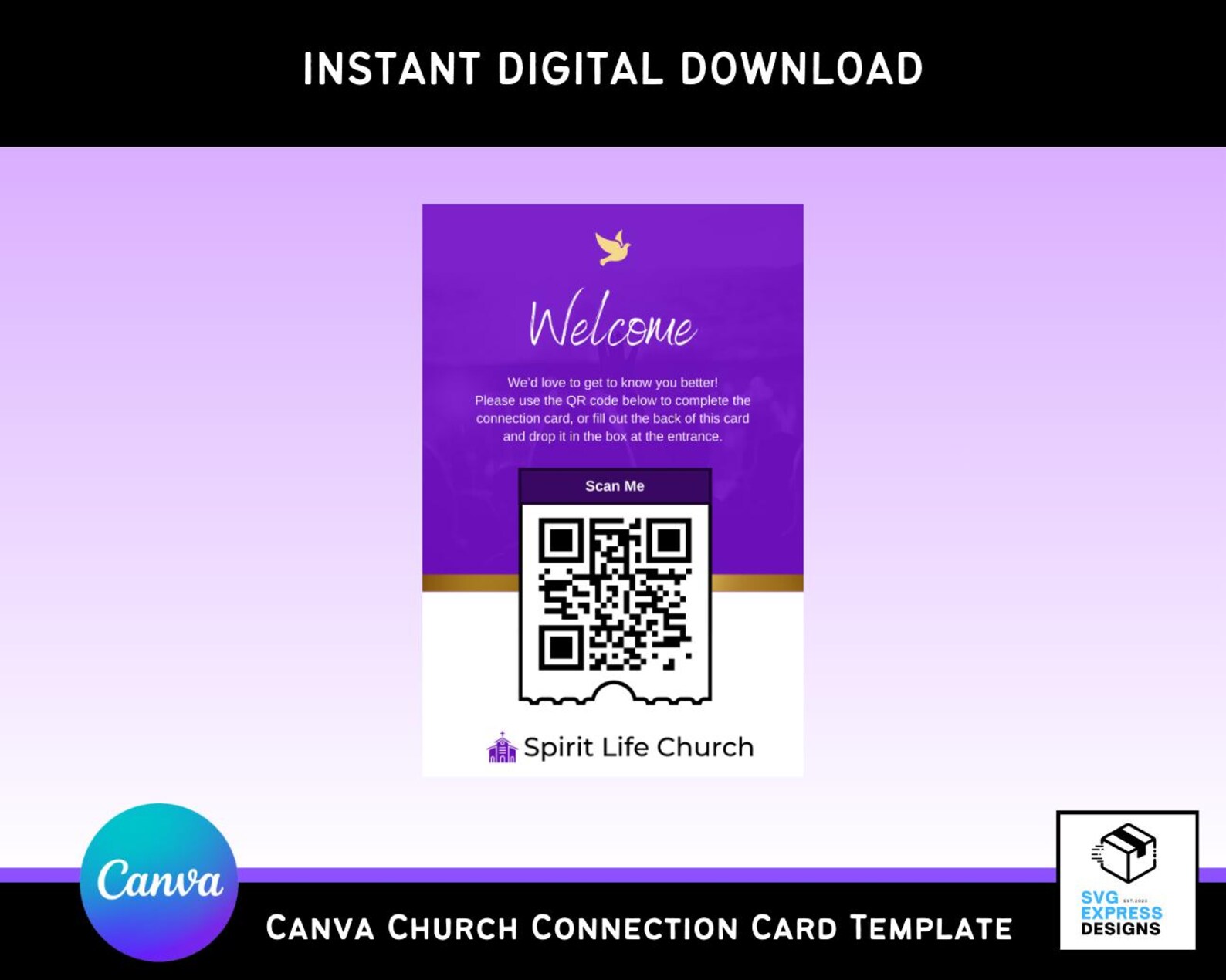 Purple and Gold Church Connection Card Template | Welcome to Church ...
