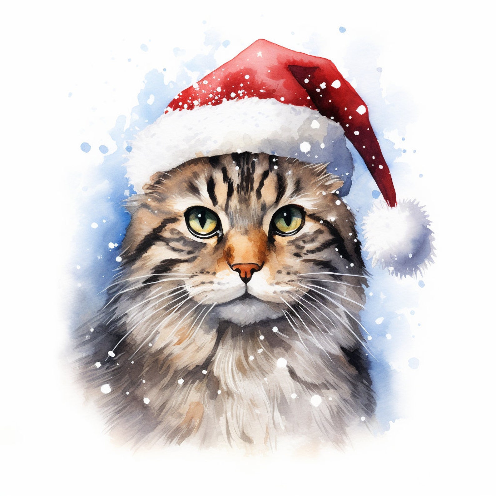 Tabby Cat Christmas Portrait - Etsy