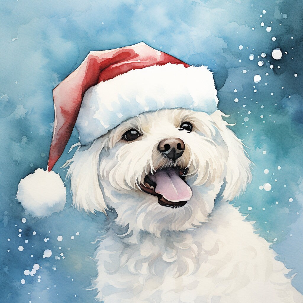 Bichon Frise Christmas Portrait - Etsy
