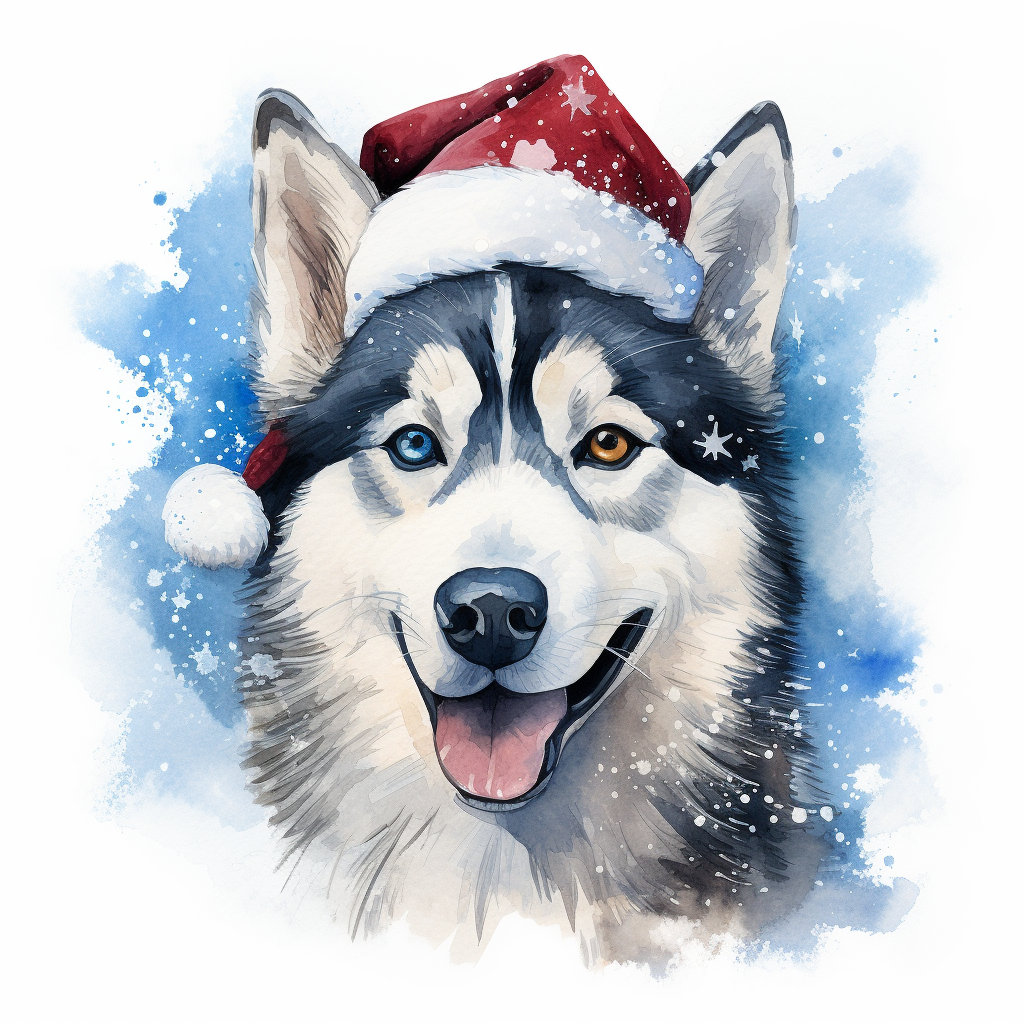 Husky Christmas Portrait - Etsy