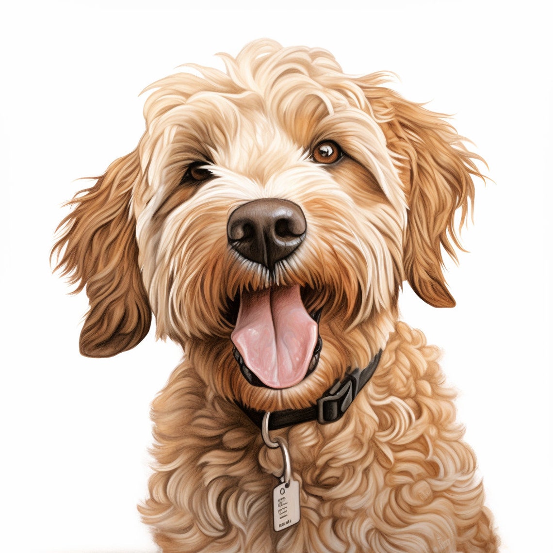 Happy Golden Doodle Portrait - Etsy