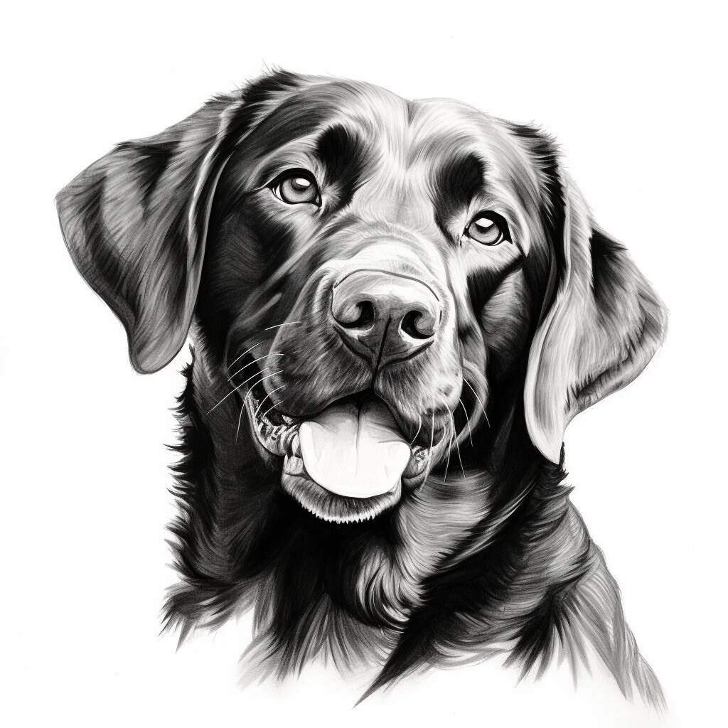 Black Labrador Retriever Portrait - Etsy