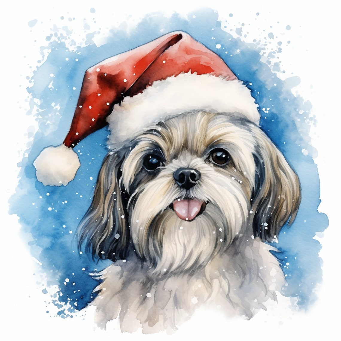 Shih Tzu Christmas Portrait - Etsy