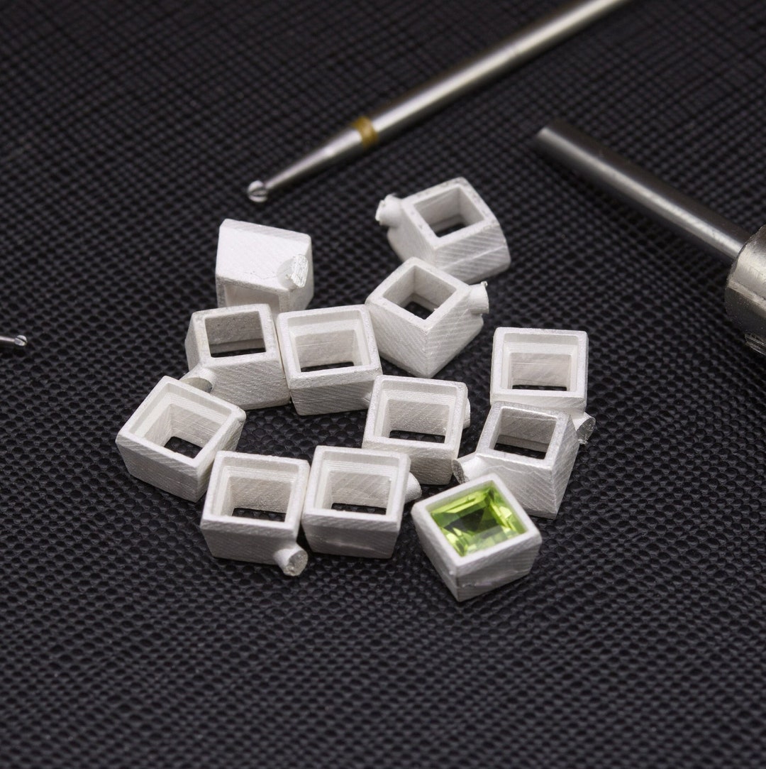 5mm Square Bezel Setting: Recycled Sterling Silver or Gold Collet - Etsy