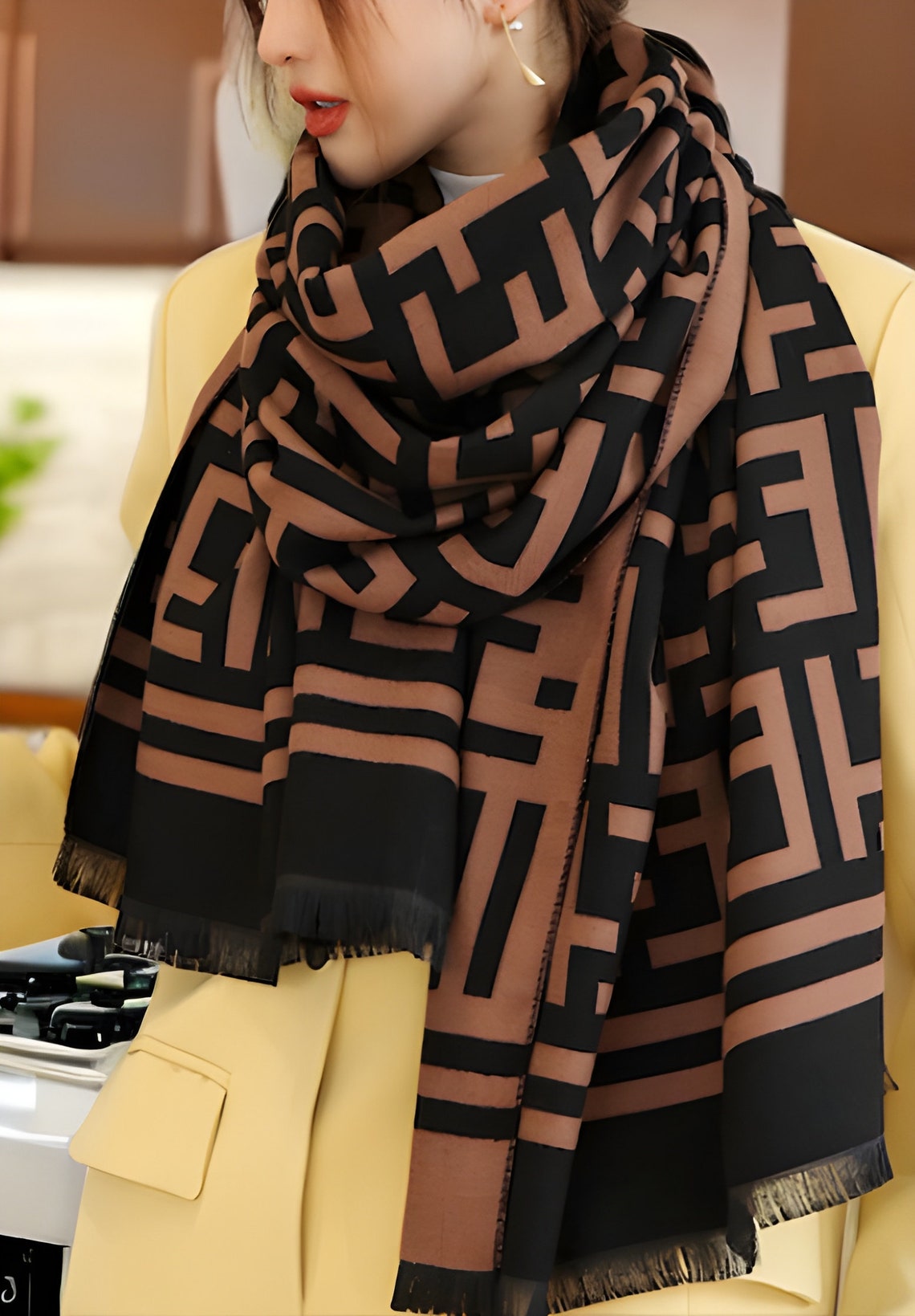 Cozy Letter Thermal Scarf Double Sided Extra Thick for Winter - Etsy