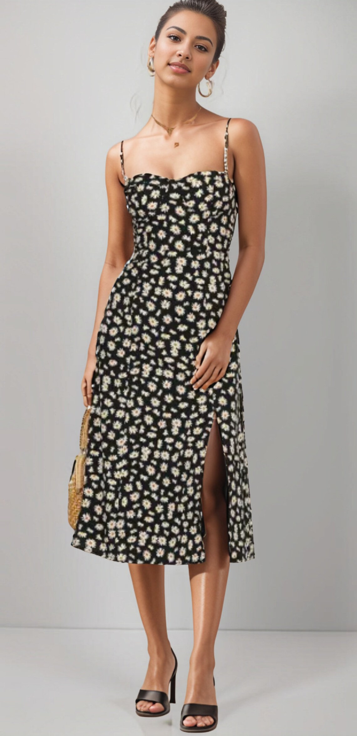 Romantic Floral Midi Dress, Flower Dress for Women Summer Spring, Fairy ...