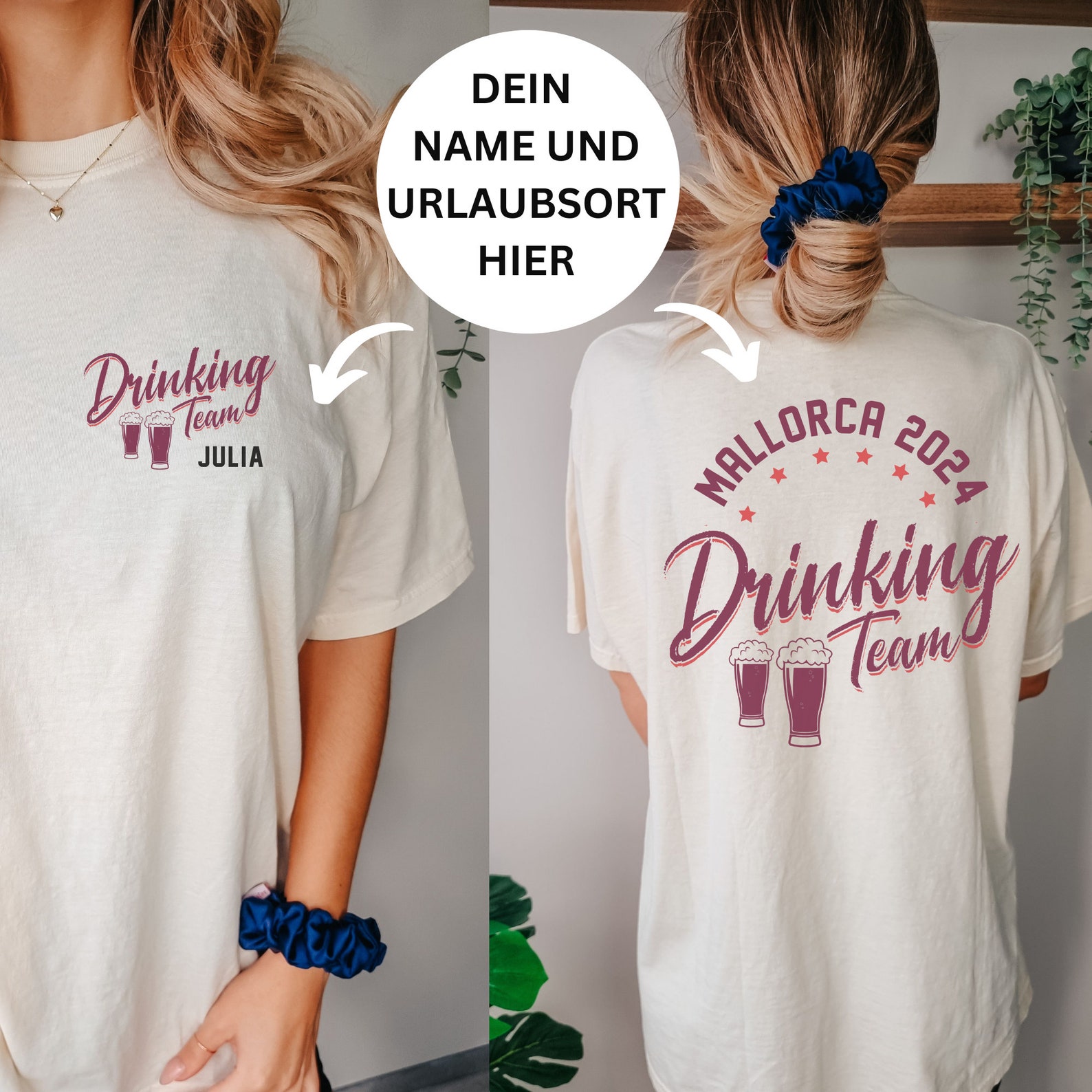 Unisex Sauf t shirt mit Namen, T shirts für gruppen, Mädels on tour ...