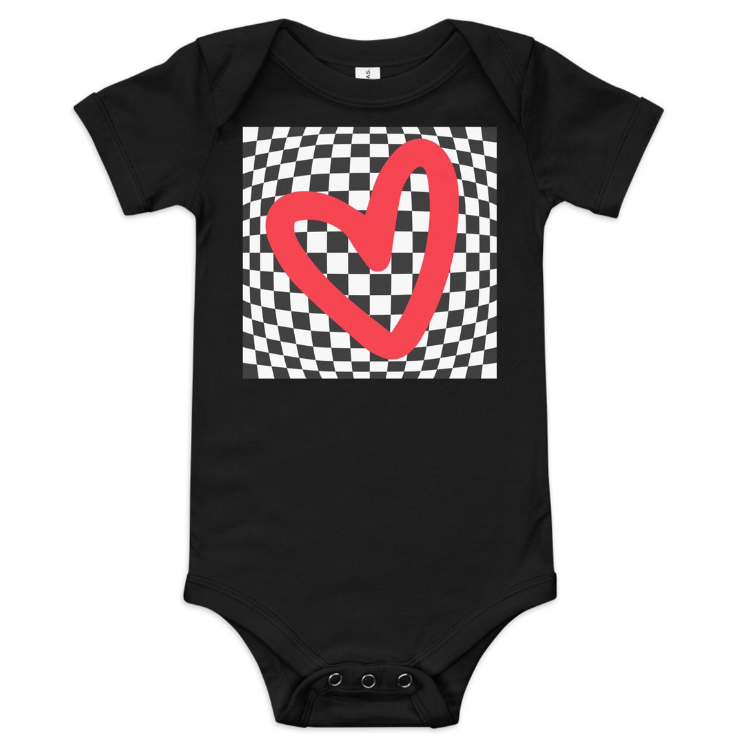 Checkerboard Heart Baby One Piece Bodysuit Valentine Mommy & Me Outfit ...