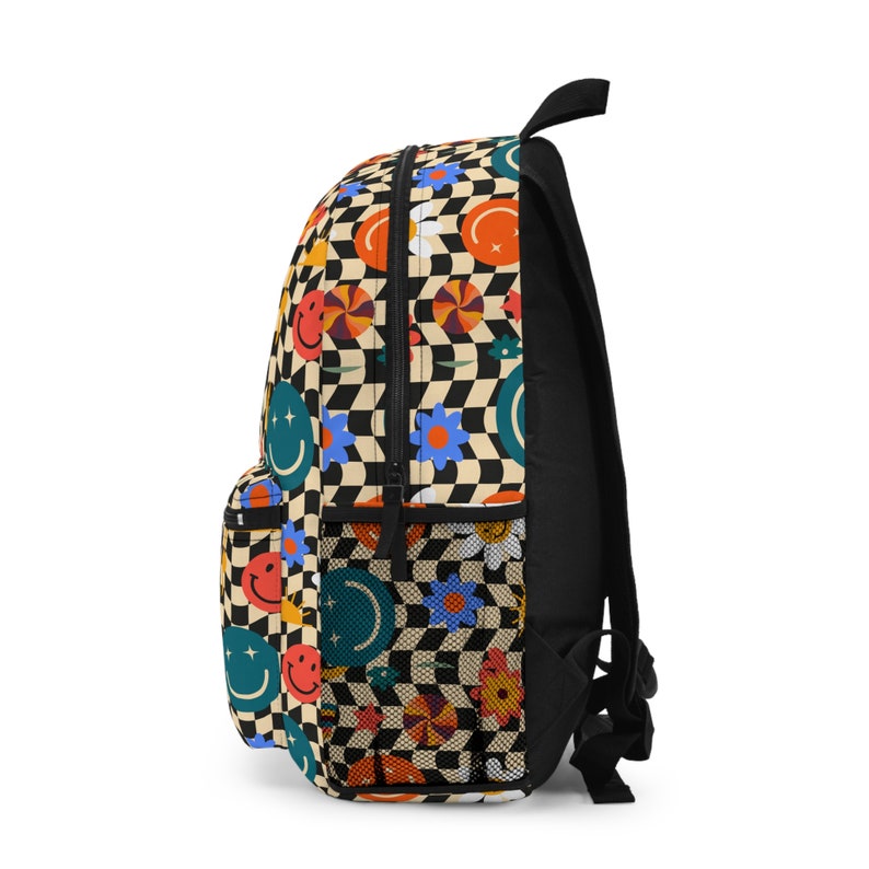 Happy Retro Checkerboard Backpack Groovy Checker Pattern Bag for School ...
