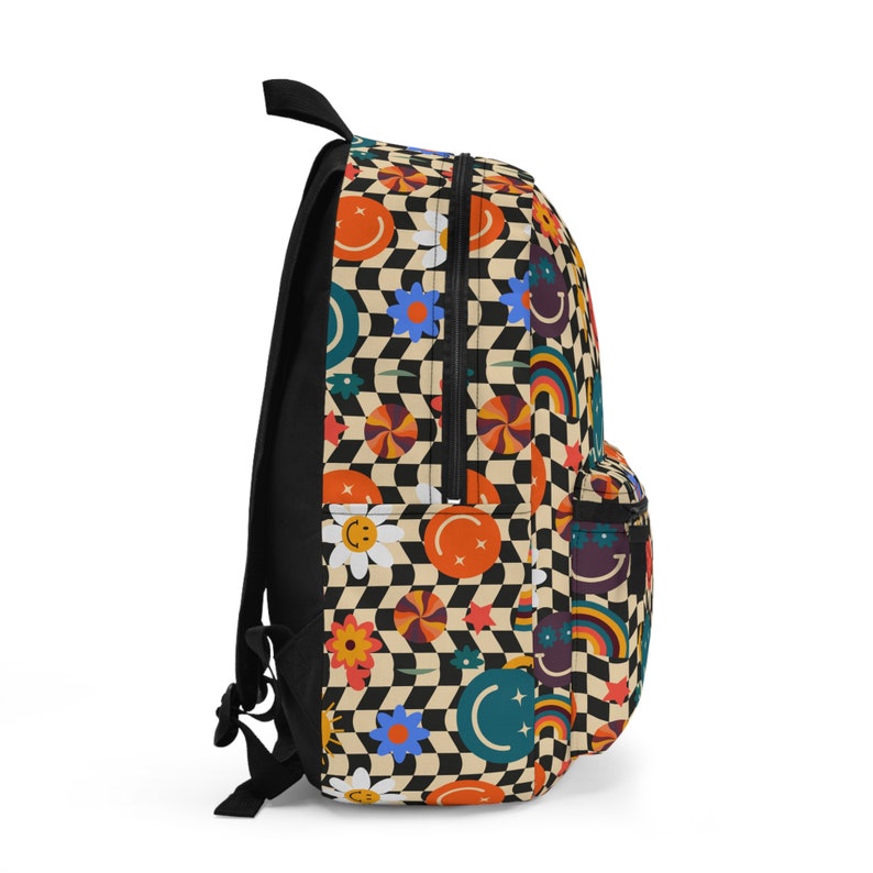 Happy Retro Checkerboard Backpack Groovy Checker Pattern Bag for School ...