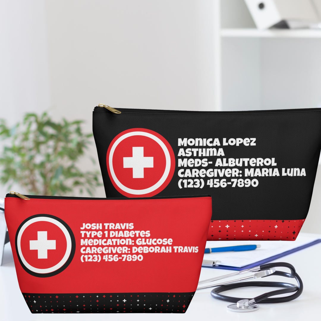 Personalized Medical Alert Pouch, Custom First Aid Bag, Travel Meds ...