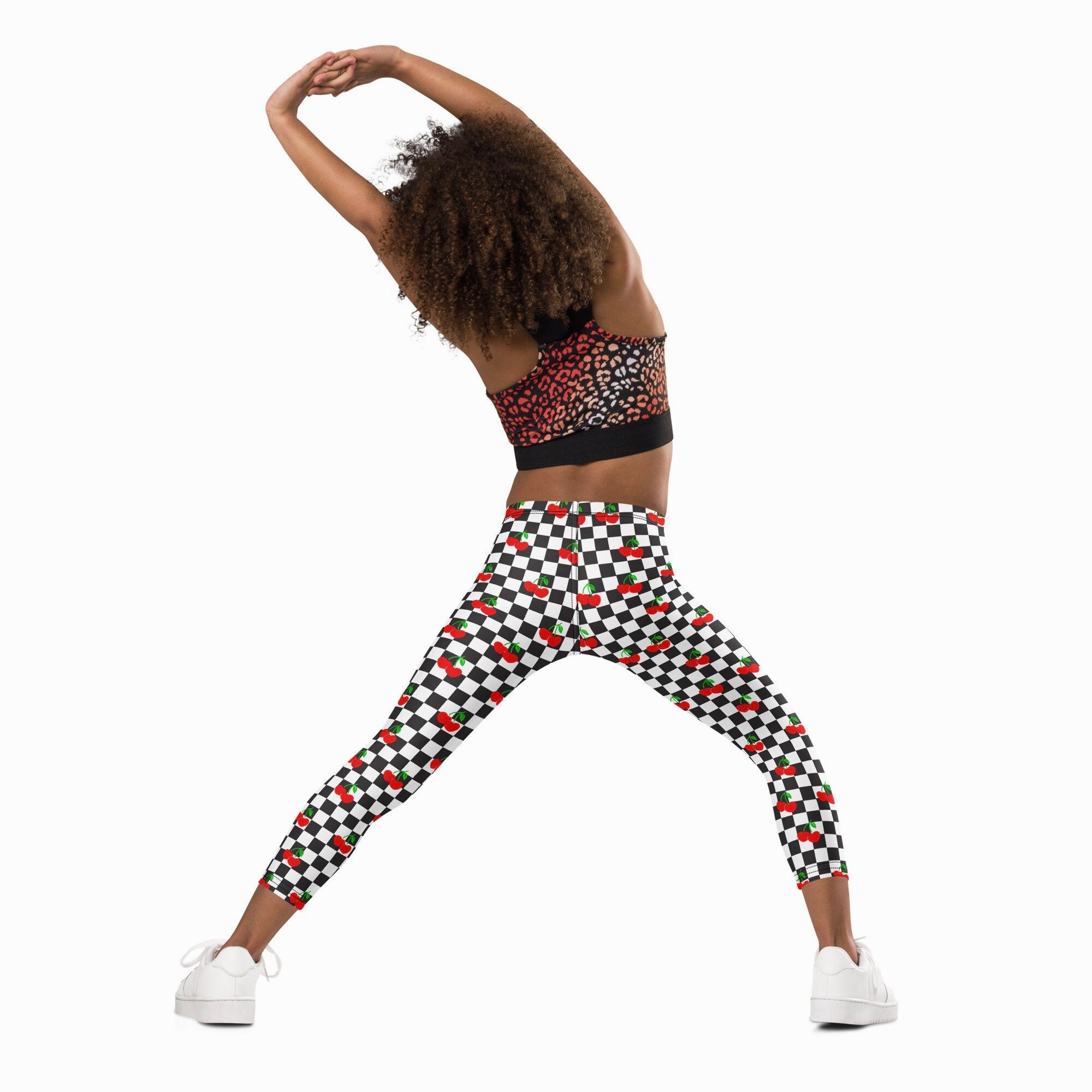 Cherry Checkerboard Toddler Leggings Girls Black and White Check ...