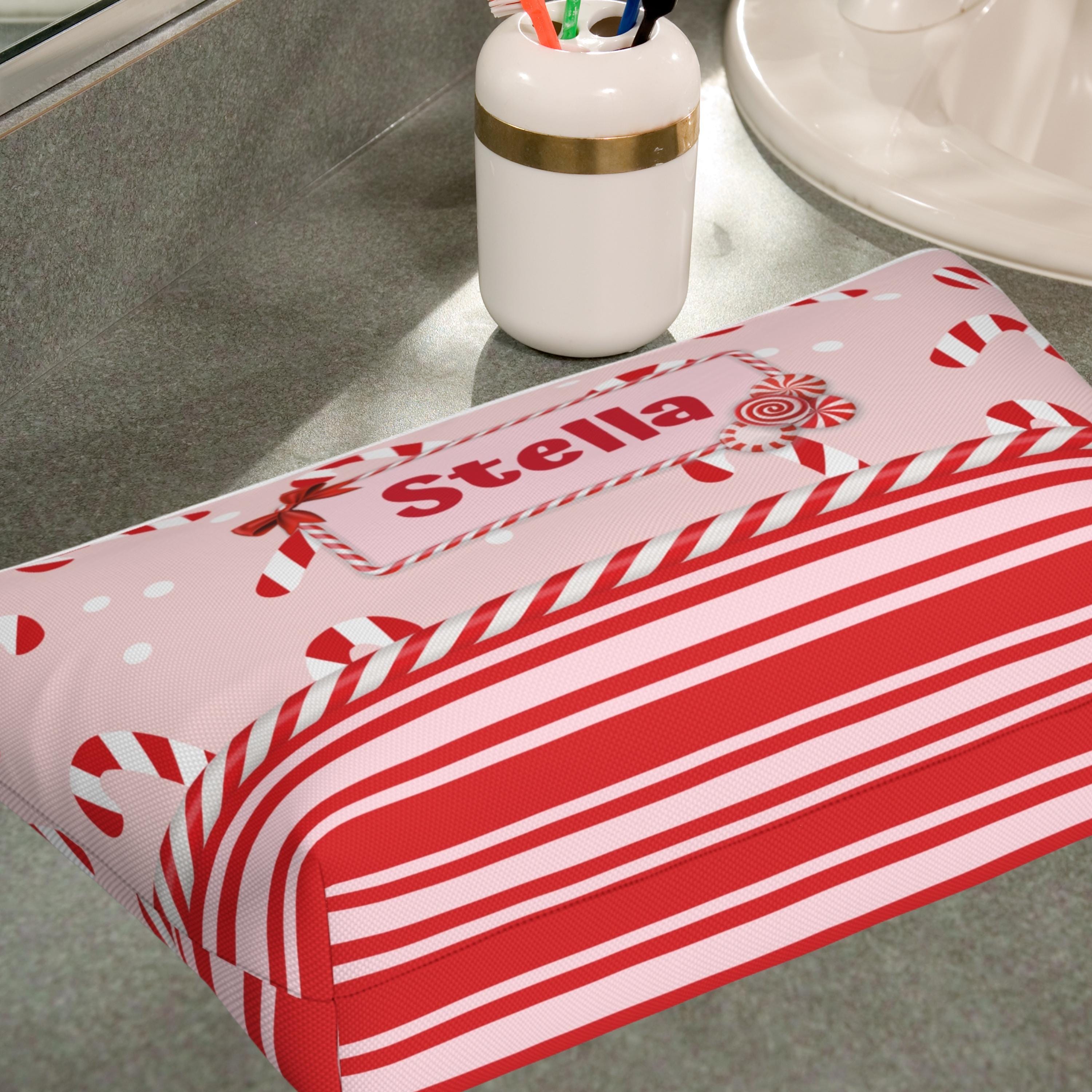 Candy Cane Makeup Bag, Custom Holiday Cosmetic Pouch, Zipper Travel Bag ...