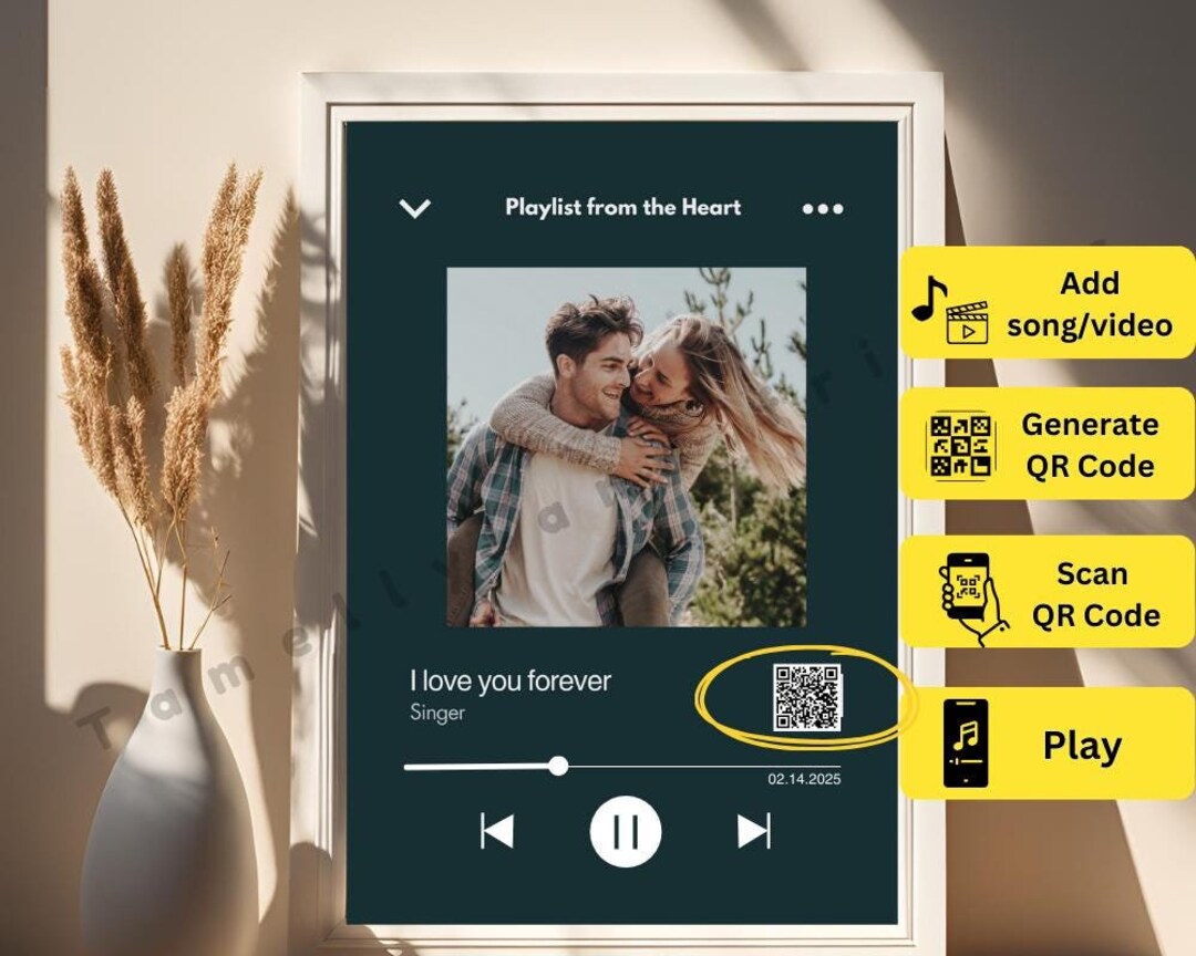 Custom Song Photo Cover Wall Art W/ QR Code, Album Cover Poster ...