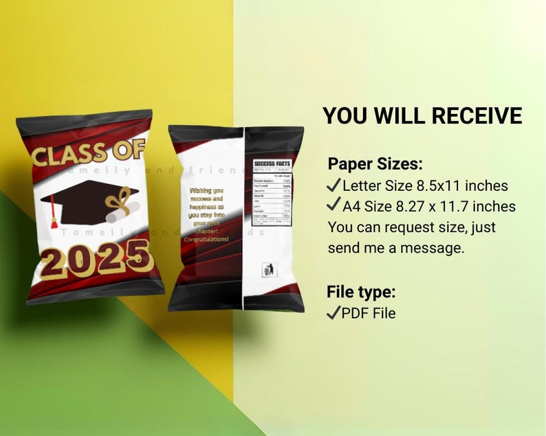 Class of 2025 Graduation Chip Bag: Party Favors (digital Download) - Etsy