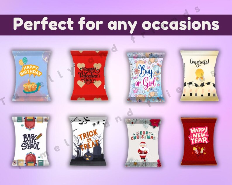 Custom Chip Bag Template: Party Favor Loot Bag (letter Size) (digital ...