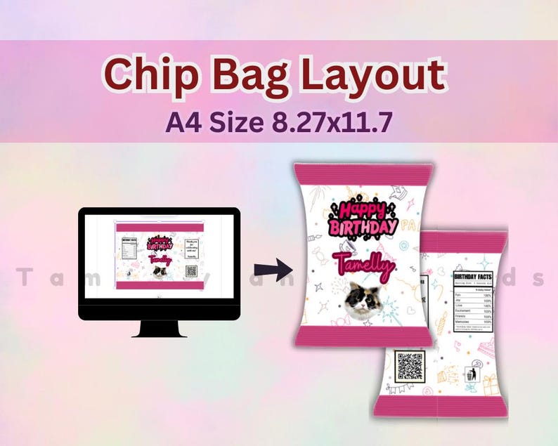 Custom Chip Bag Template: A4 Size Party Favor (digital Download) - Etsy