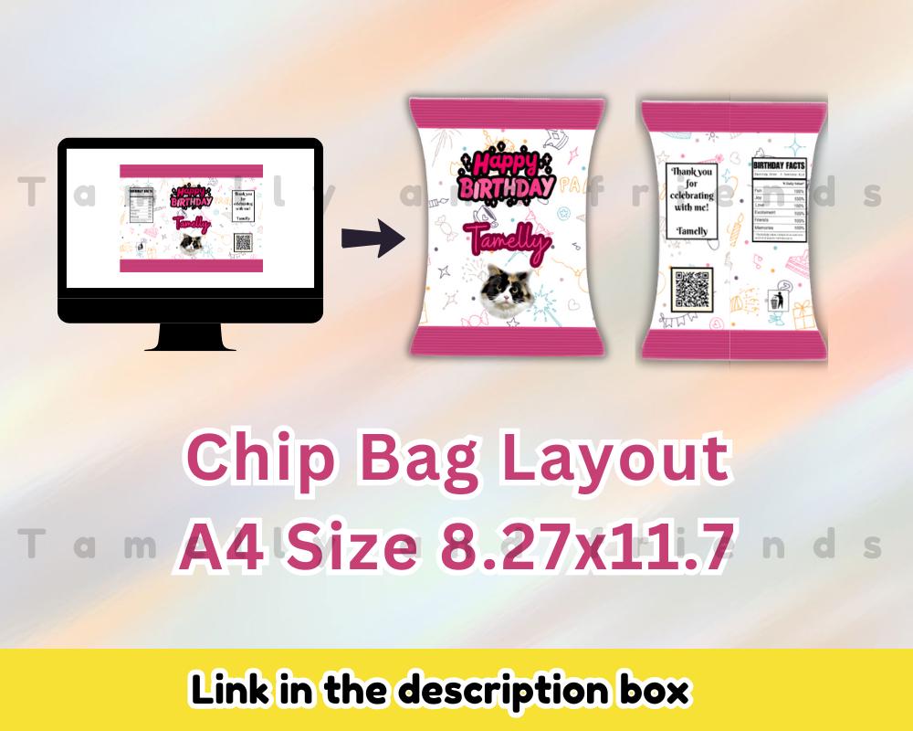 Custom Chip Bag Template: Party Favor Loot Bag (letter Size) (digital ...