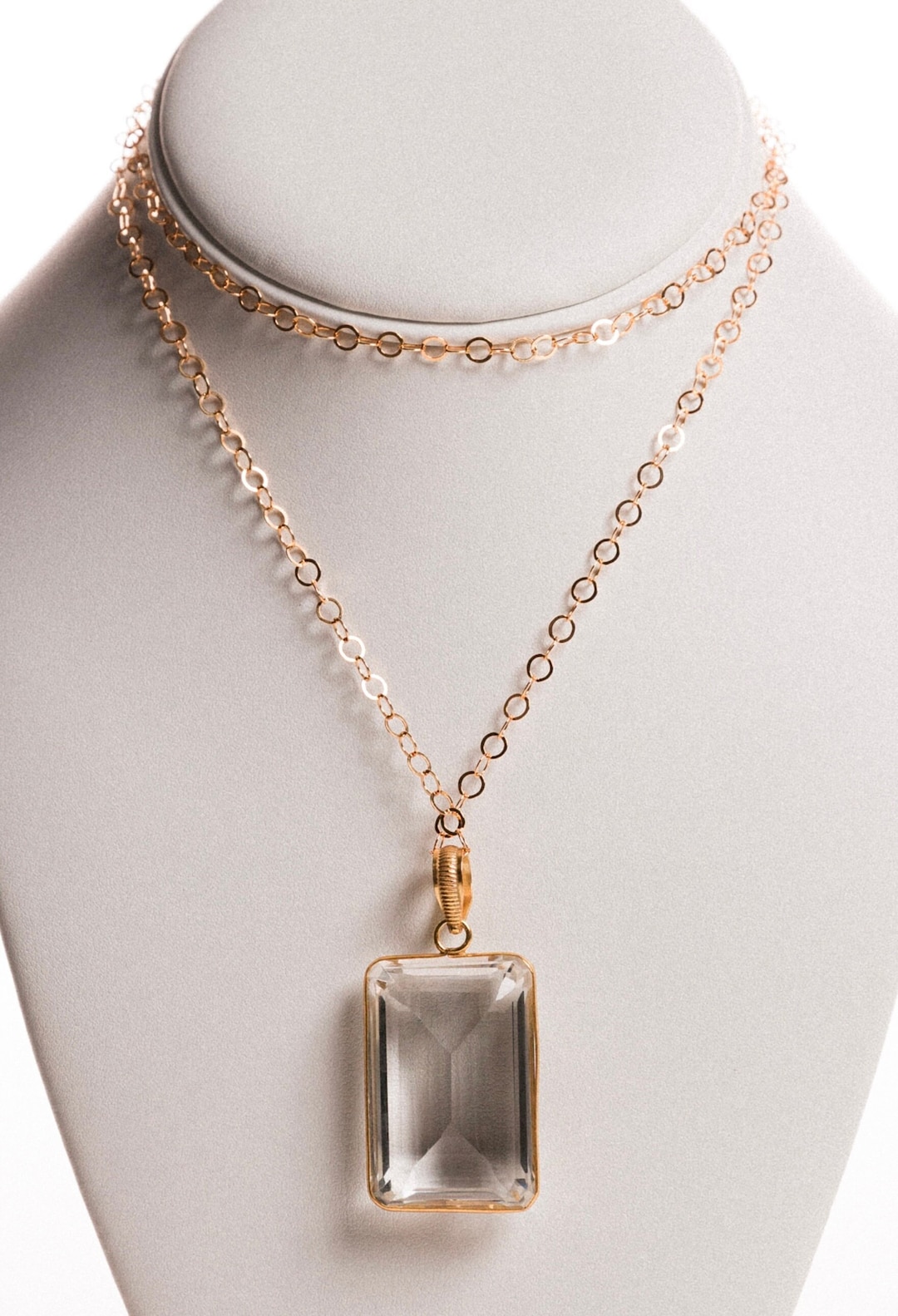 Large Rectangular Rock Crystal Pendant Necklace - Etsy