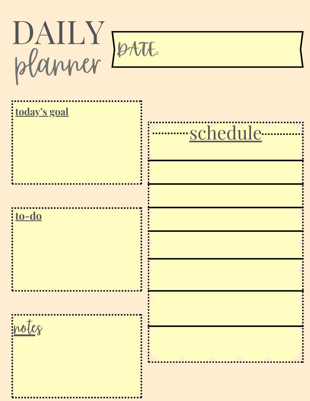 Reusable Daily Planner Template - Etsy