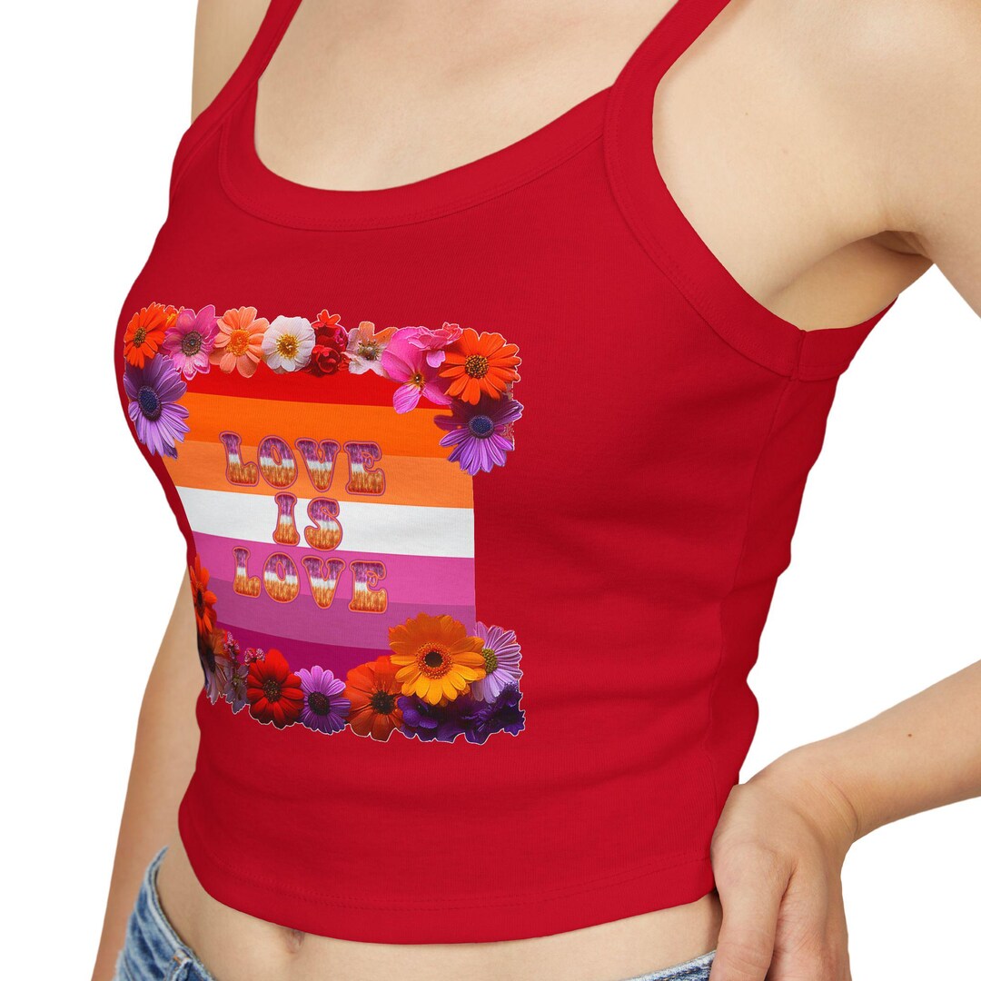Femme Lesbian Pride Flag Crop Tank Love is Love Floral Shirt Queer Girl ...