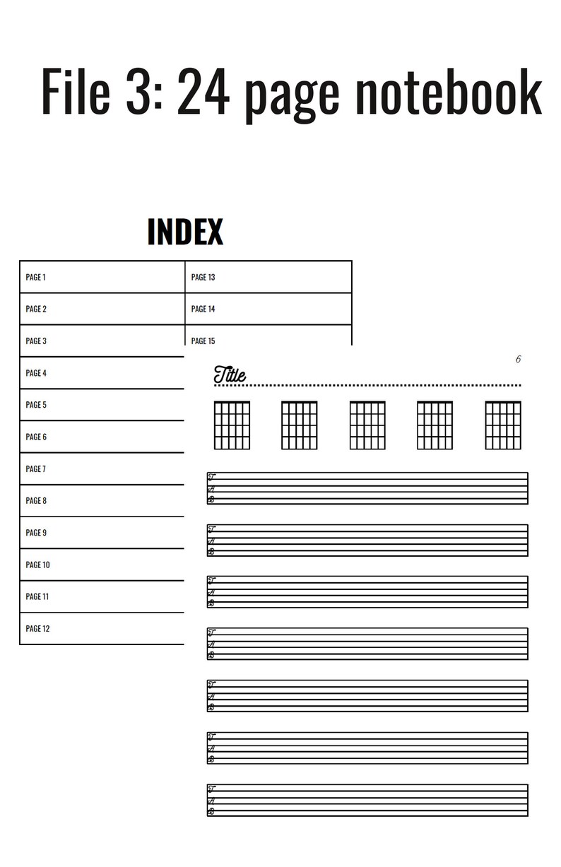 Printable Guitar Tab Notebook Sheet Bundle 3 Files Value - Etsy