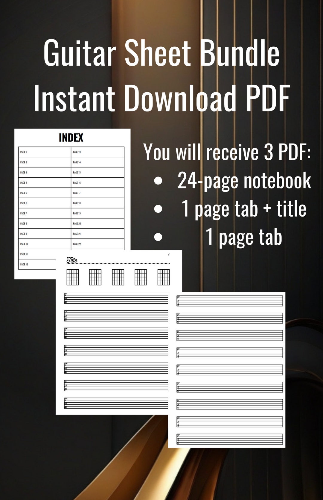 Printable Guitar Tab Notebook + Sheet Bundle (3 Files Value) - Etsy