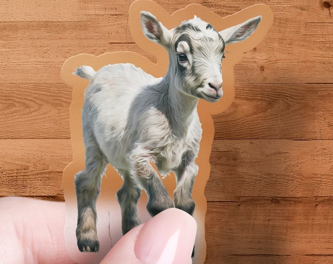 Cute Goat Sticker, White Goat Decal, Farm Animal Laptop Sticker, Water ...