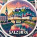 Vibrant Salzburg Austria Illustration Sticker, Travel Decal, Laptop ...