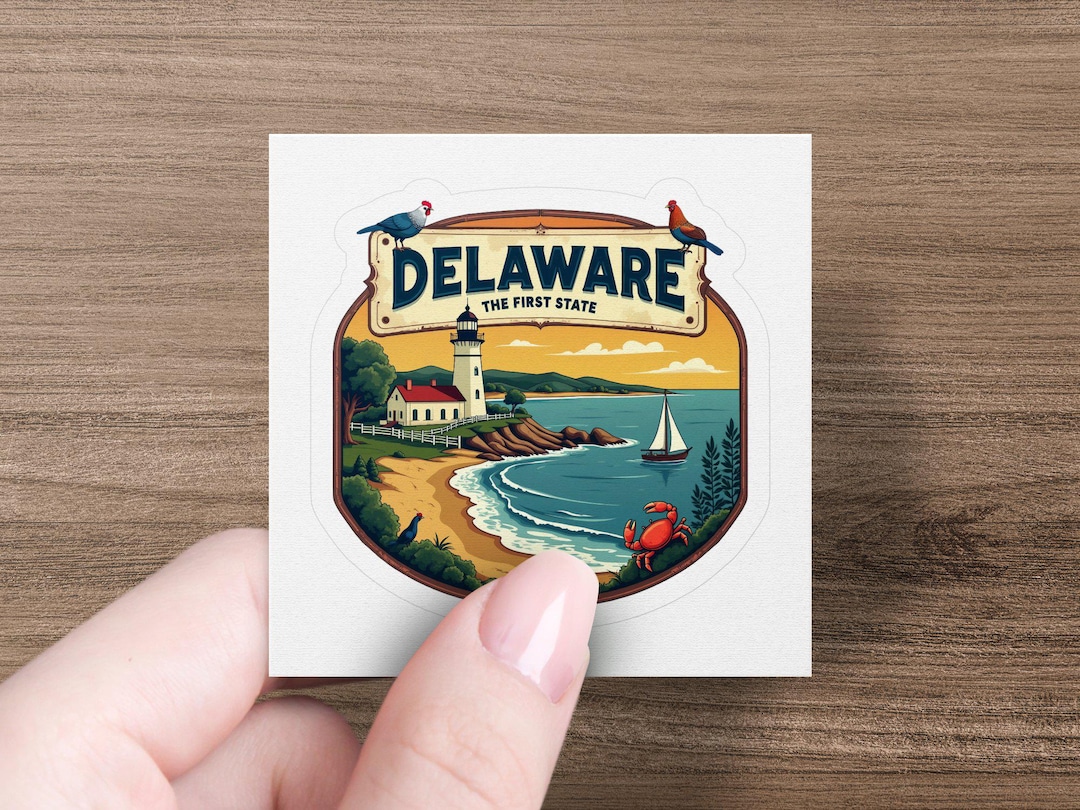 Vintage Delaware Sticker, the First State Vinyl Decal, Retro Lighthouse ...