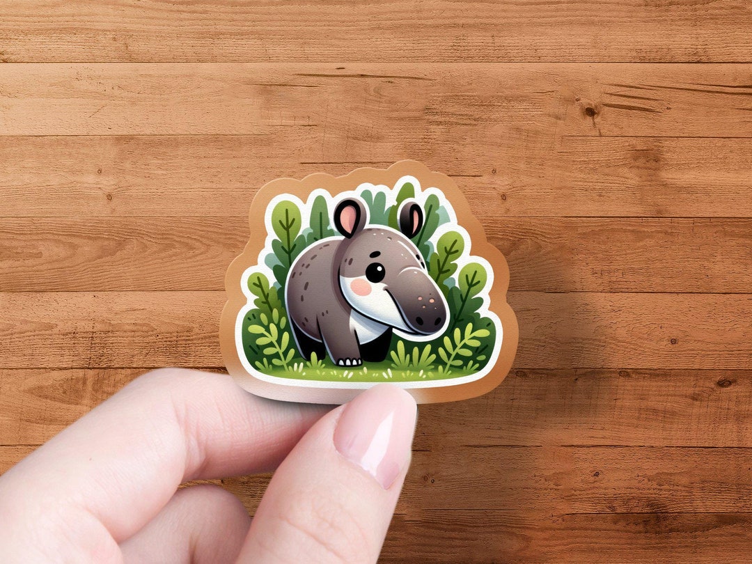 Cute Kawaii Tapir Sticker, Jungle Animal Decal, Wildlife Car Sticker ...