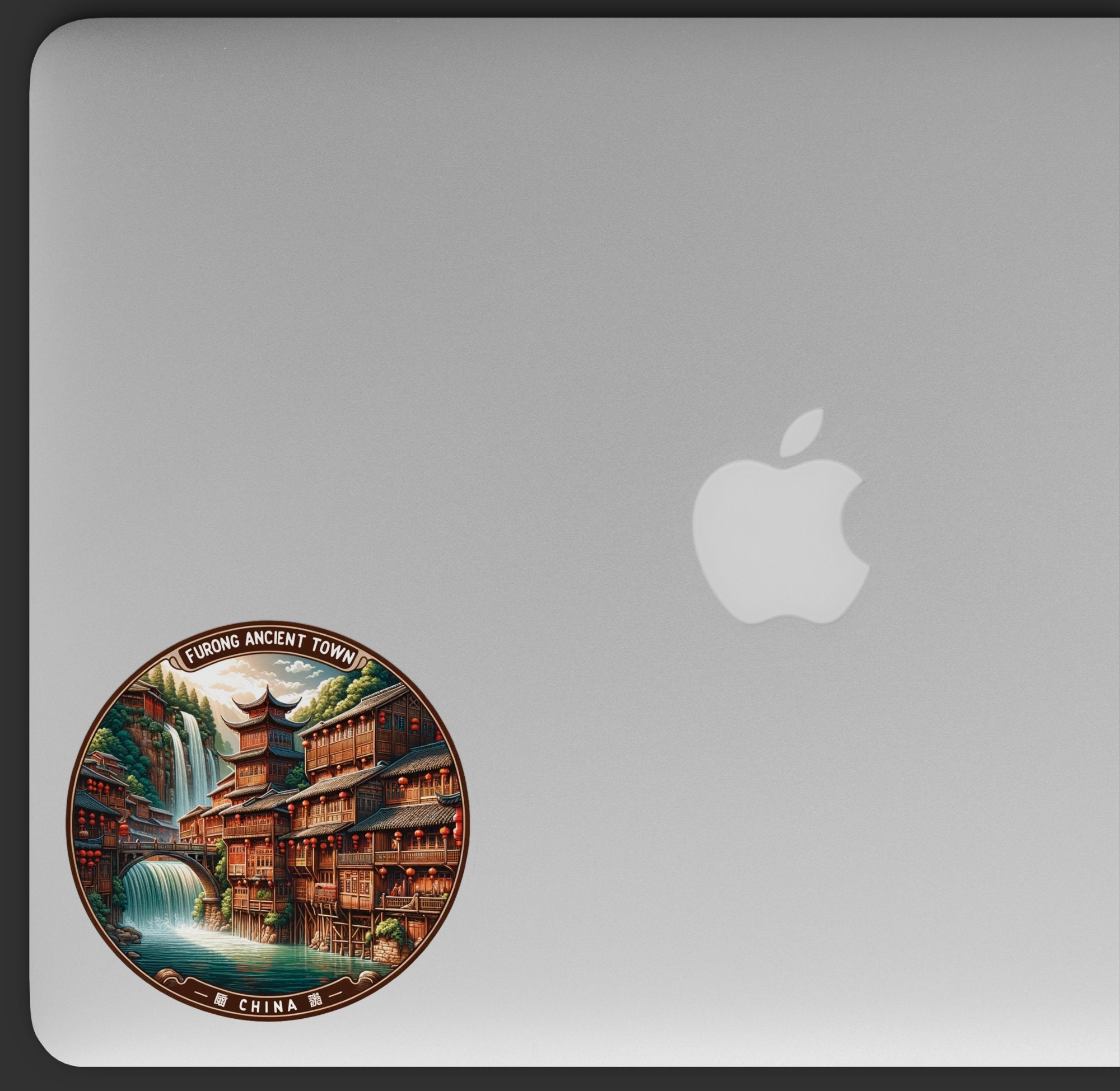 Furong Ancient Town China Sticker, Round Scenic Travel Decal, Waterfall ...