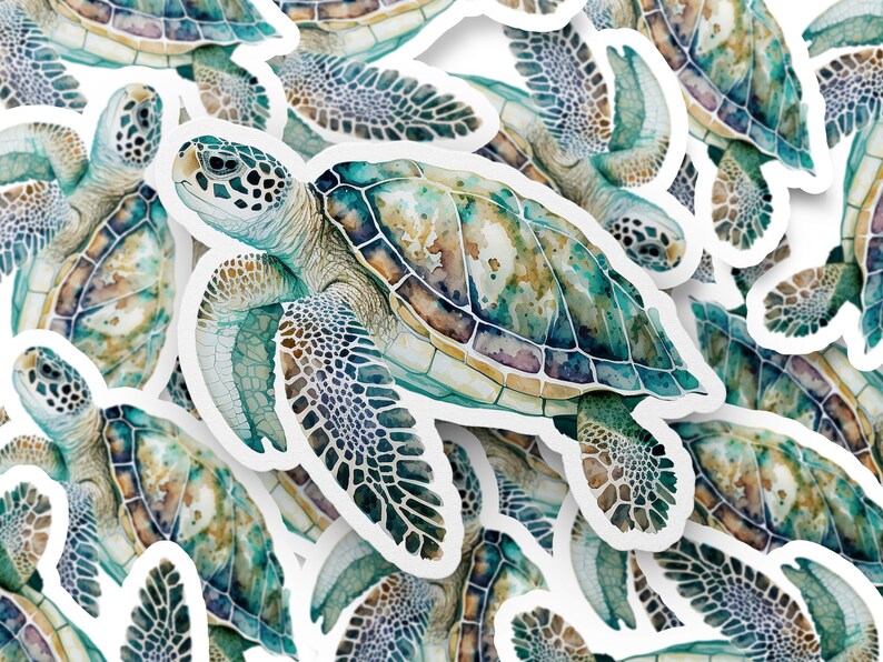 Sea Turtle Sticker, Ocean Sticker, Beach Sticker, Laptop Stickers ...