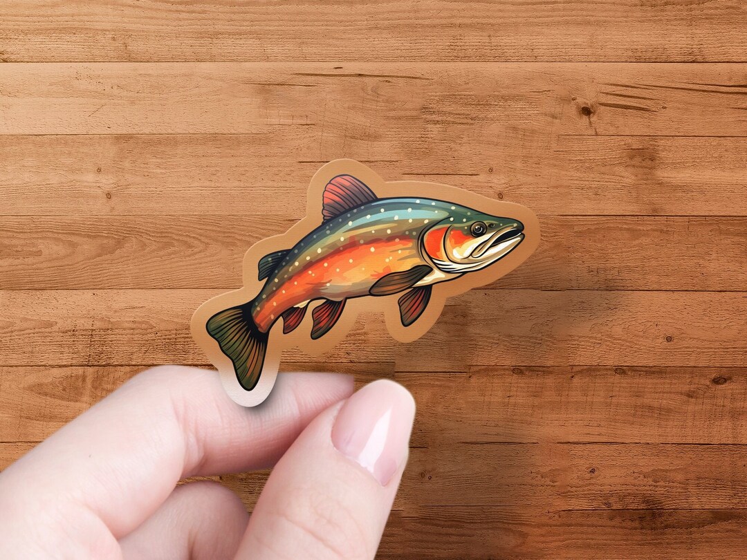 Brook Trout Sticker, Animal Decal, Laptop, Car Window Decal, Water ...