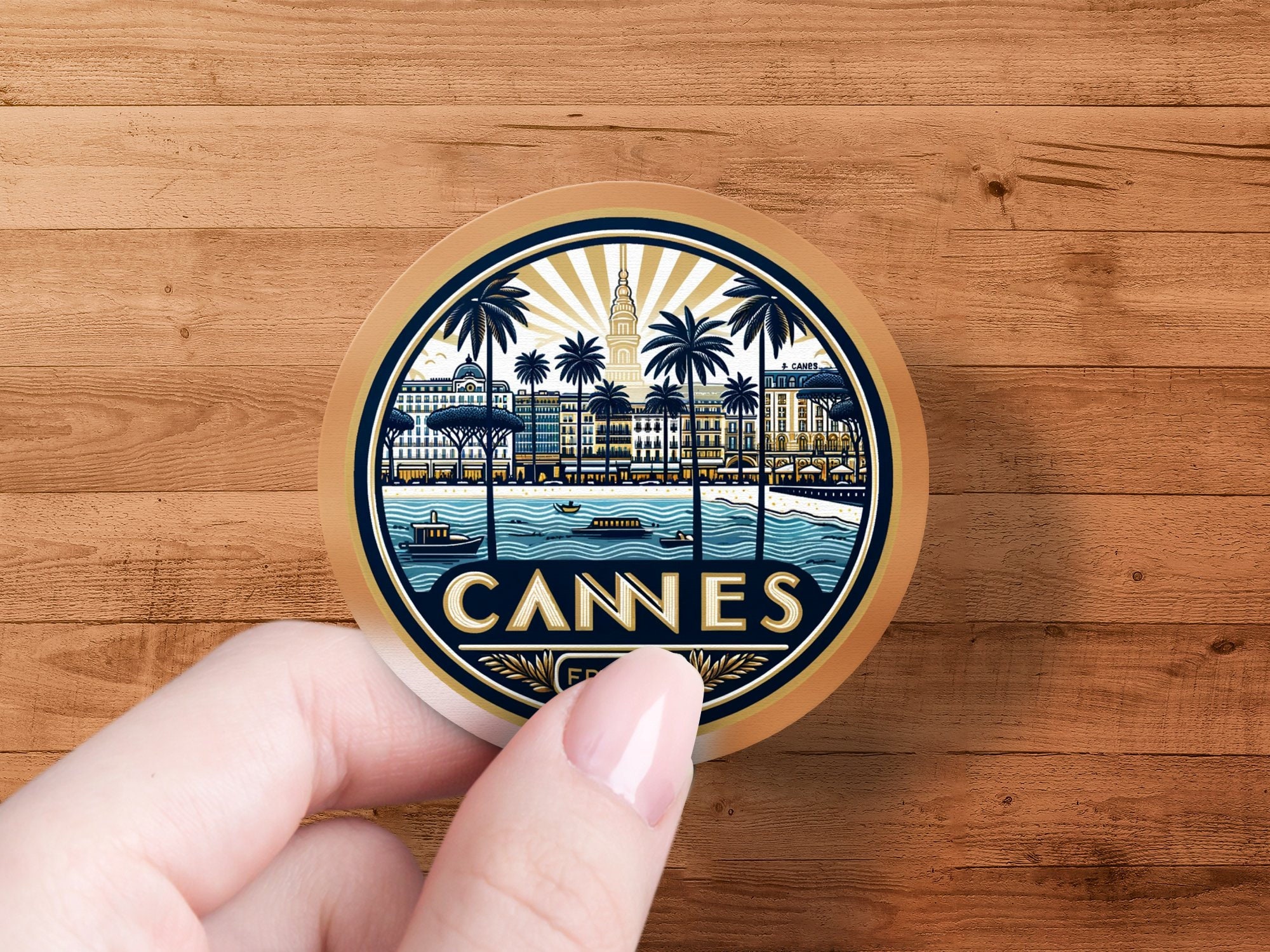 Cannes France Travel Sticker, Vintage Style Cityscape Decal, Laptop and ...
